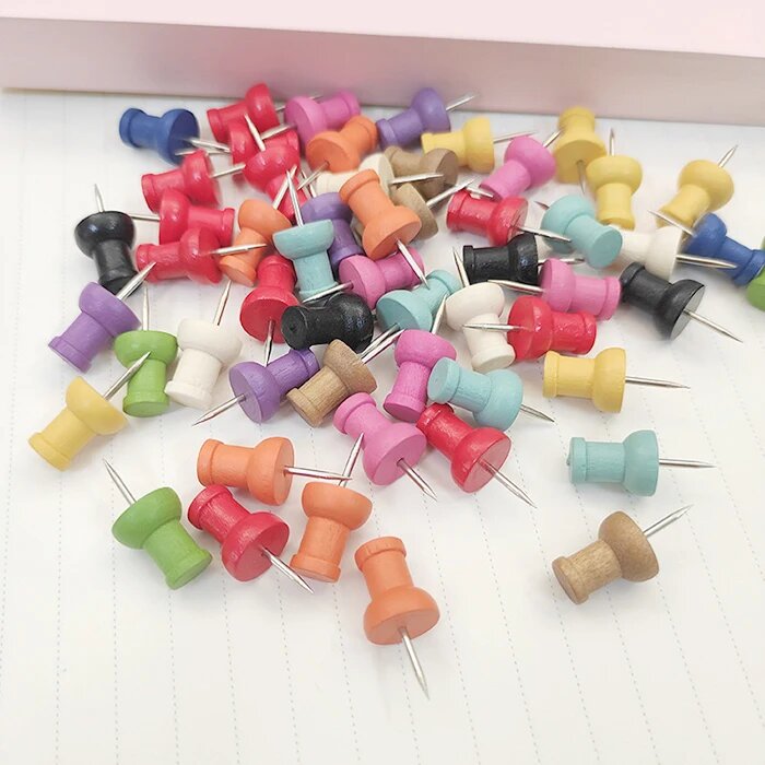 Деревянные булавки для пробковой доски 50Pcs, Mixed