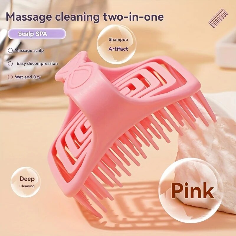 Силиконовая массажная щетка для головы Pink