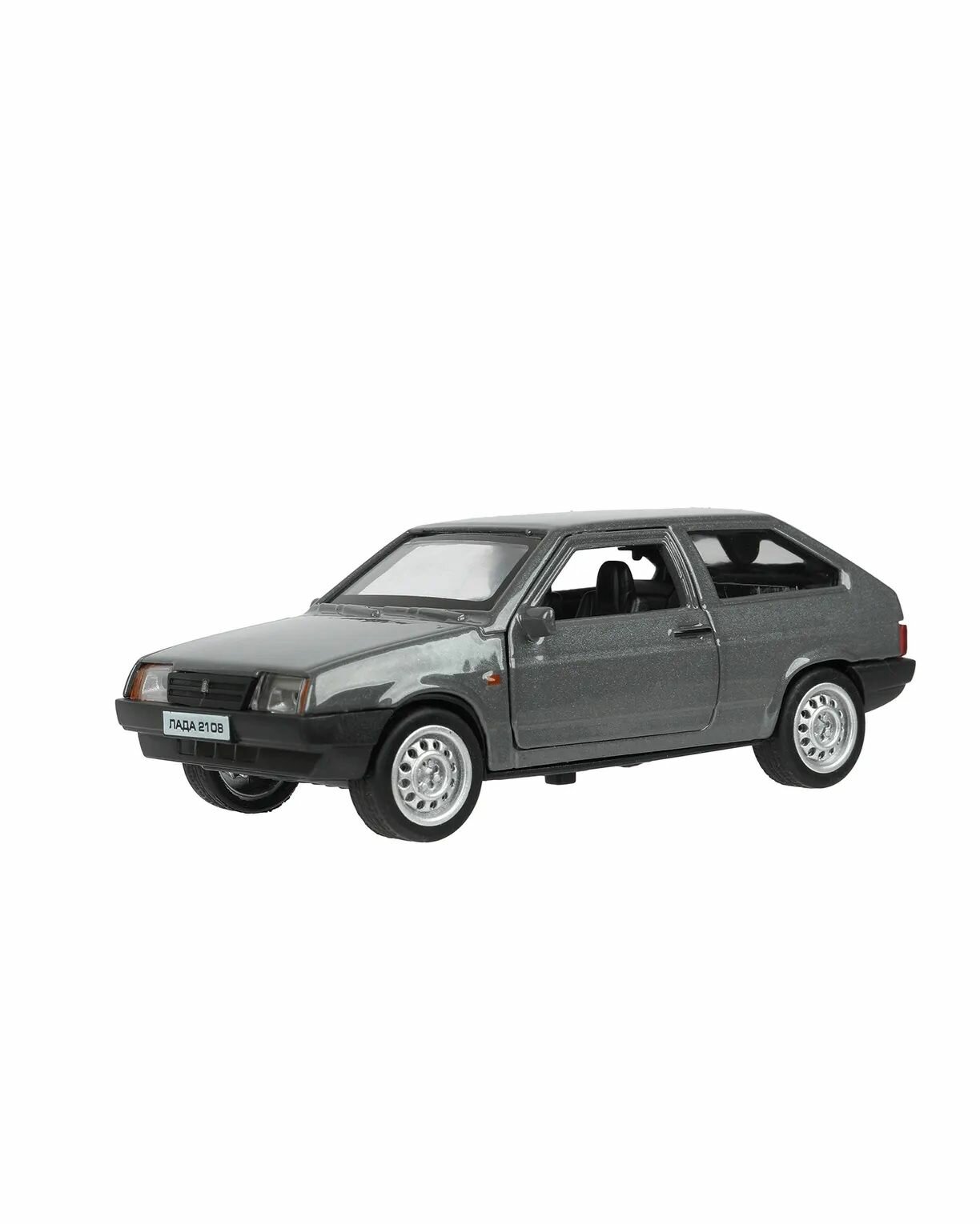 Модель машины металл Лада LADA-2108 "Спутник" 12 см, (двери, багаж, серый металлик) в коробке