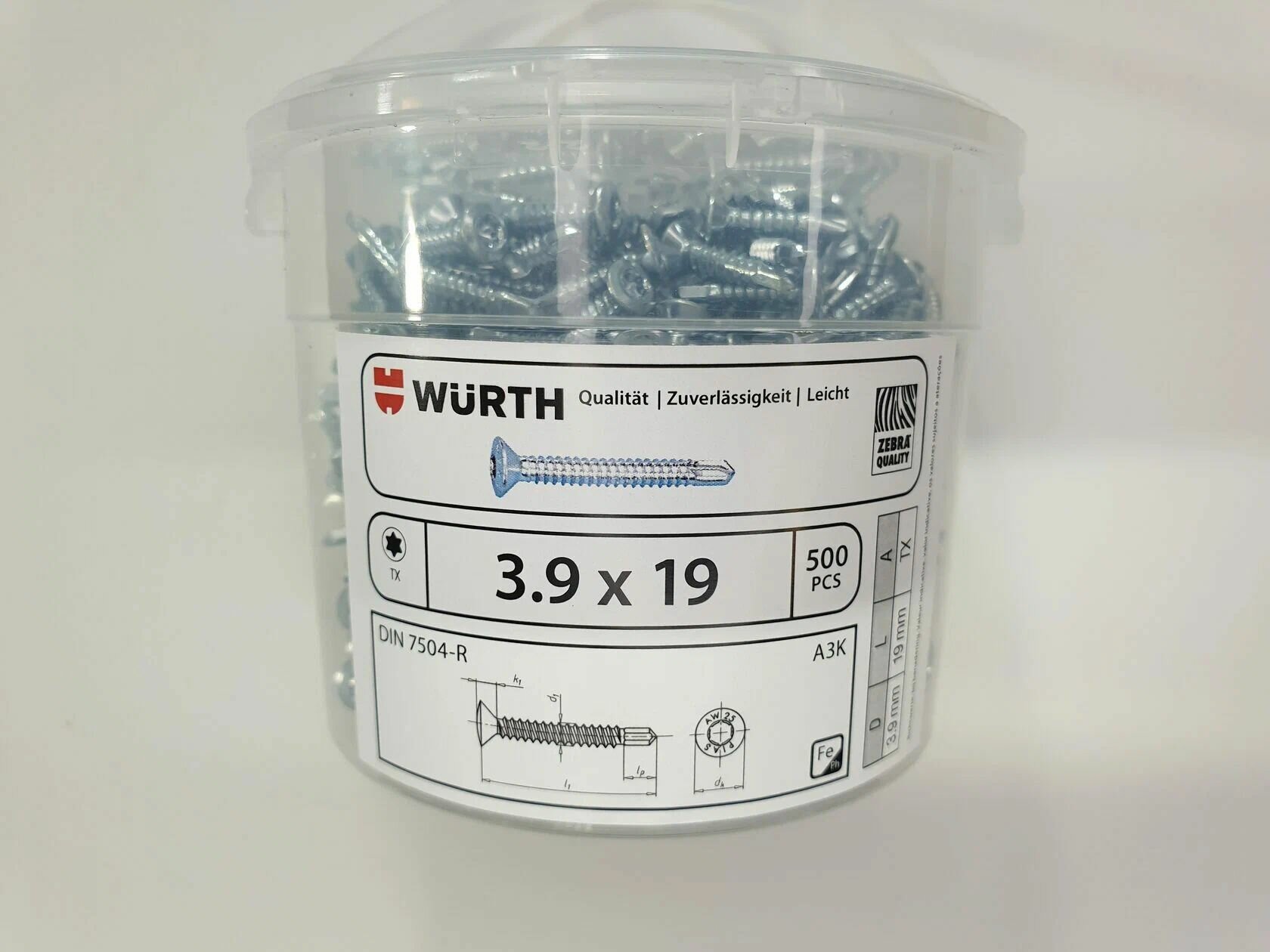 Саморез по металлу DIN 7504-R 3.9x19 (Torx) (500 pcs) WURTH, Германия
