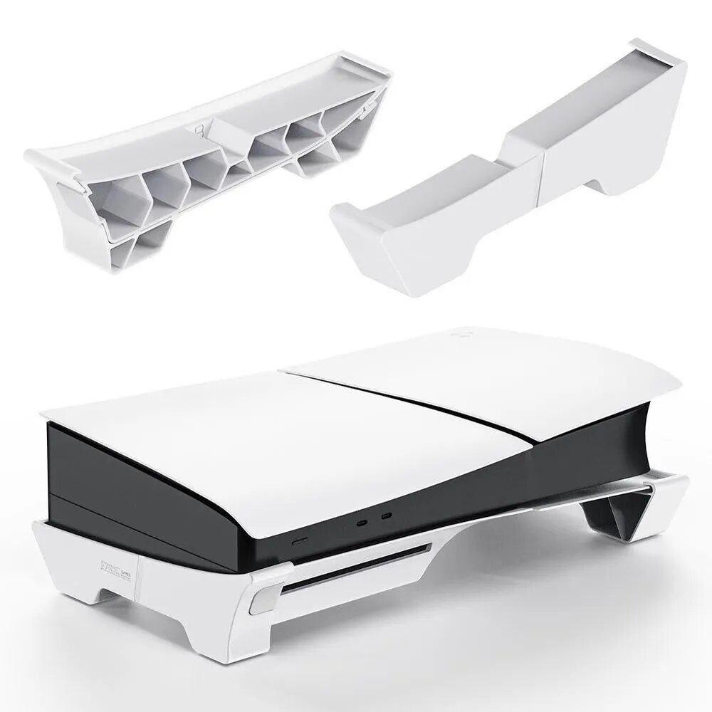 Опора для горизонтальной установки PlayStation 5 Slim, белая, из ABS-пластика, с антипригарным силиконовым основанием
