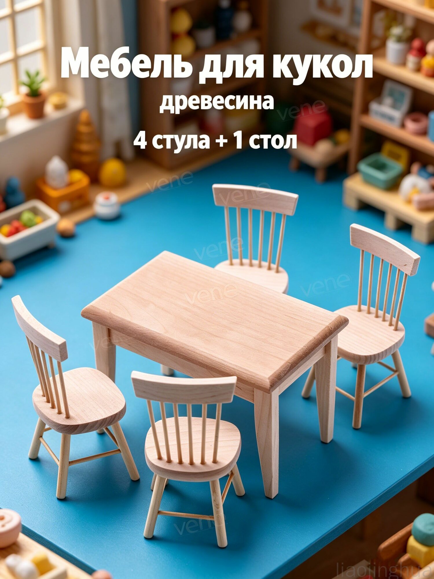 Миниатюрный симуляционный стол и стулья для кукольного дома Ob11, миниатюрная игра с едой, сценическая мебель, соответствующий модельный стол, деревянная мебель