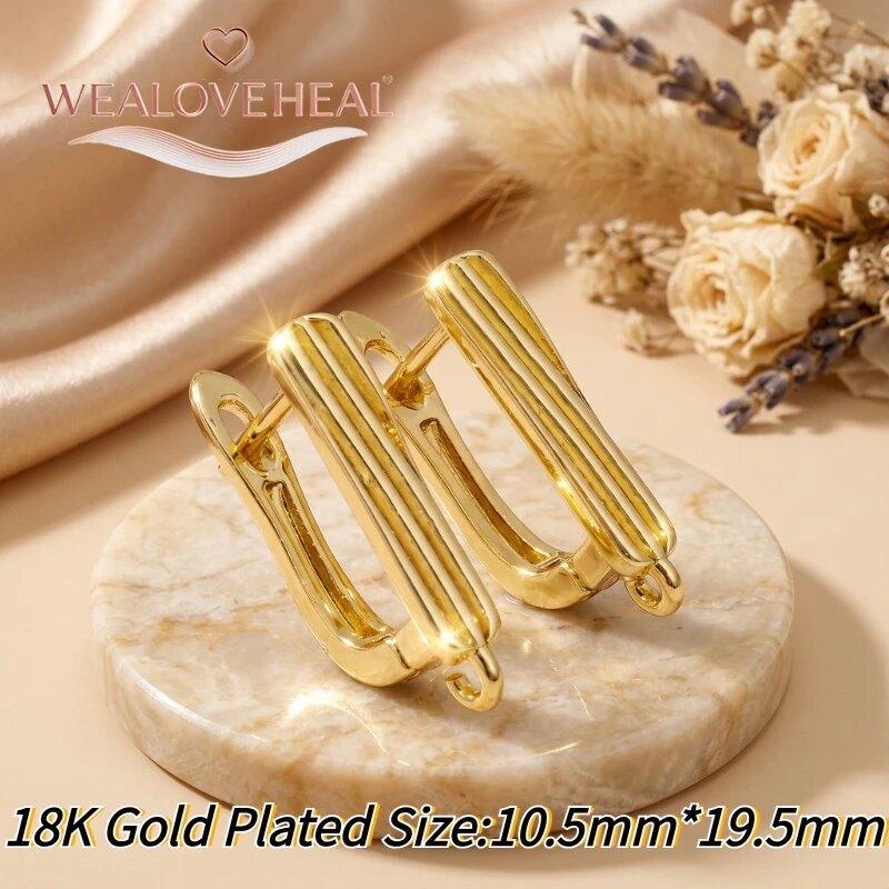 Крючки для сережек WEALOVEHEAL латунные с покрытием 18K золотом, 6 стилей 2 pairs, 18K Gold Plated