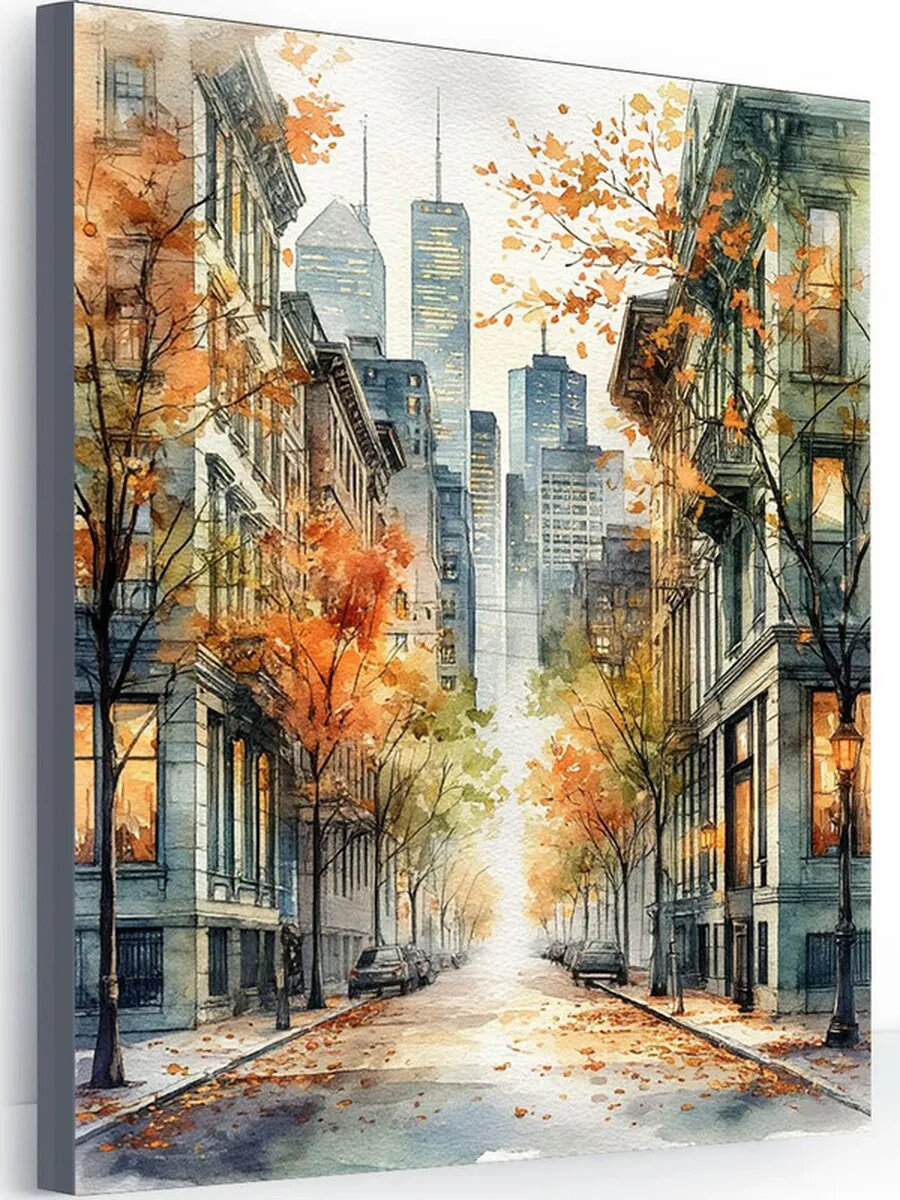 Картина на стену для интерьера "Город", на подрамнике, 40 x 50 см