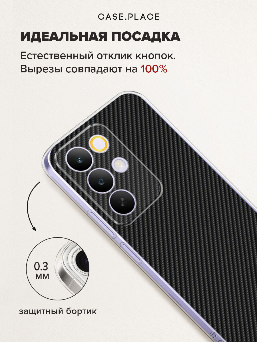 Силиконовый чехол на Realme C85 / Реалми C85 с принтом черный карбон — фото 1