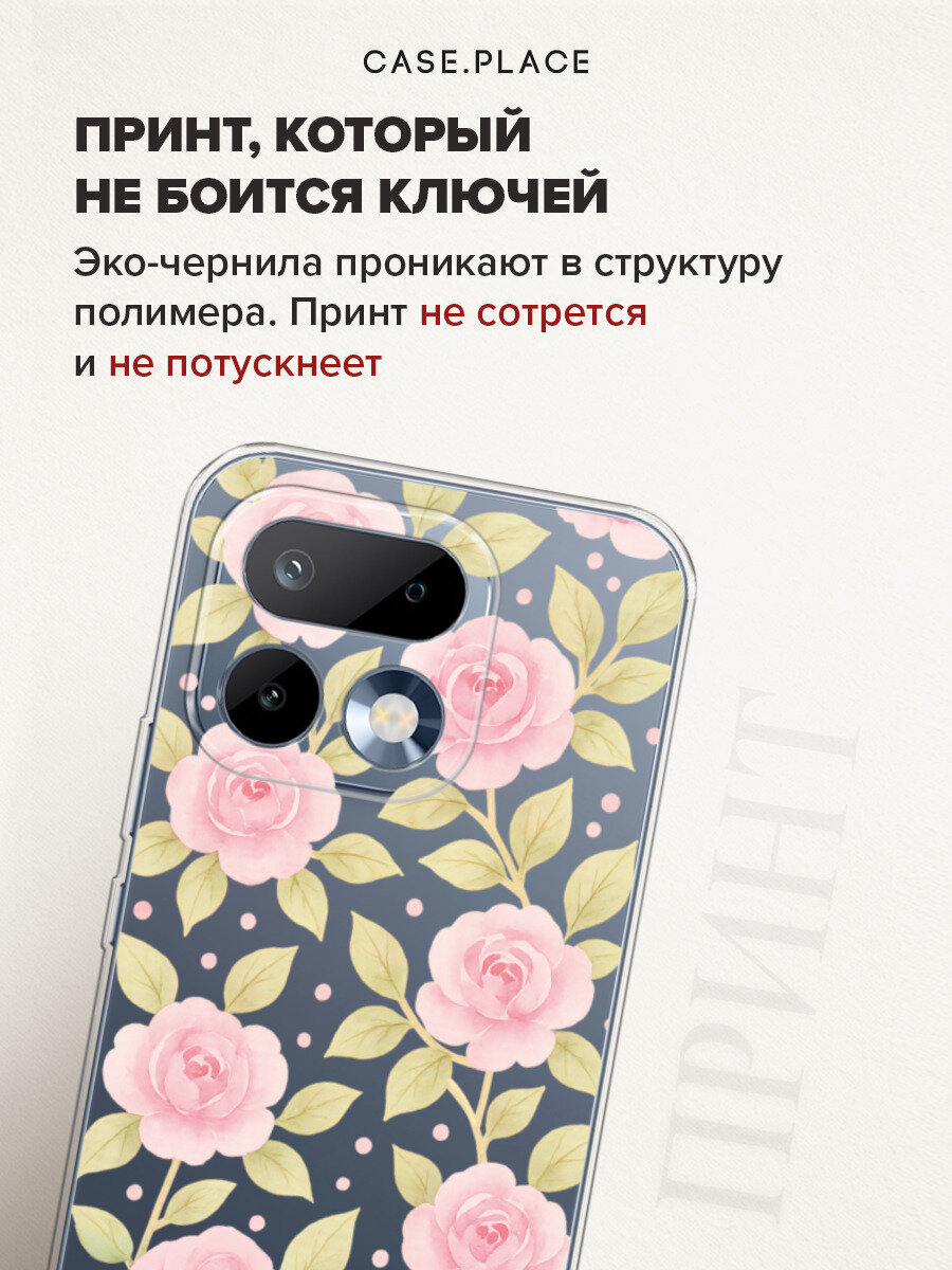 Чехол на Realme 16 Pro / Реалми 16 Про с принтом Акварельные розовые розы — фото 1