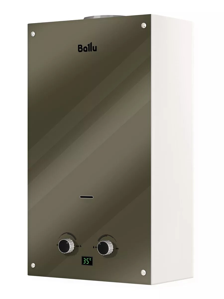 Проточный газовый водонагреватель (газовая колонка) BALLU GWH 10 Fiery Glass Mirror, белый