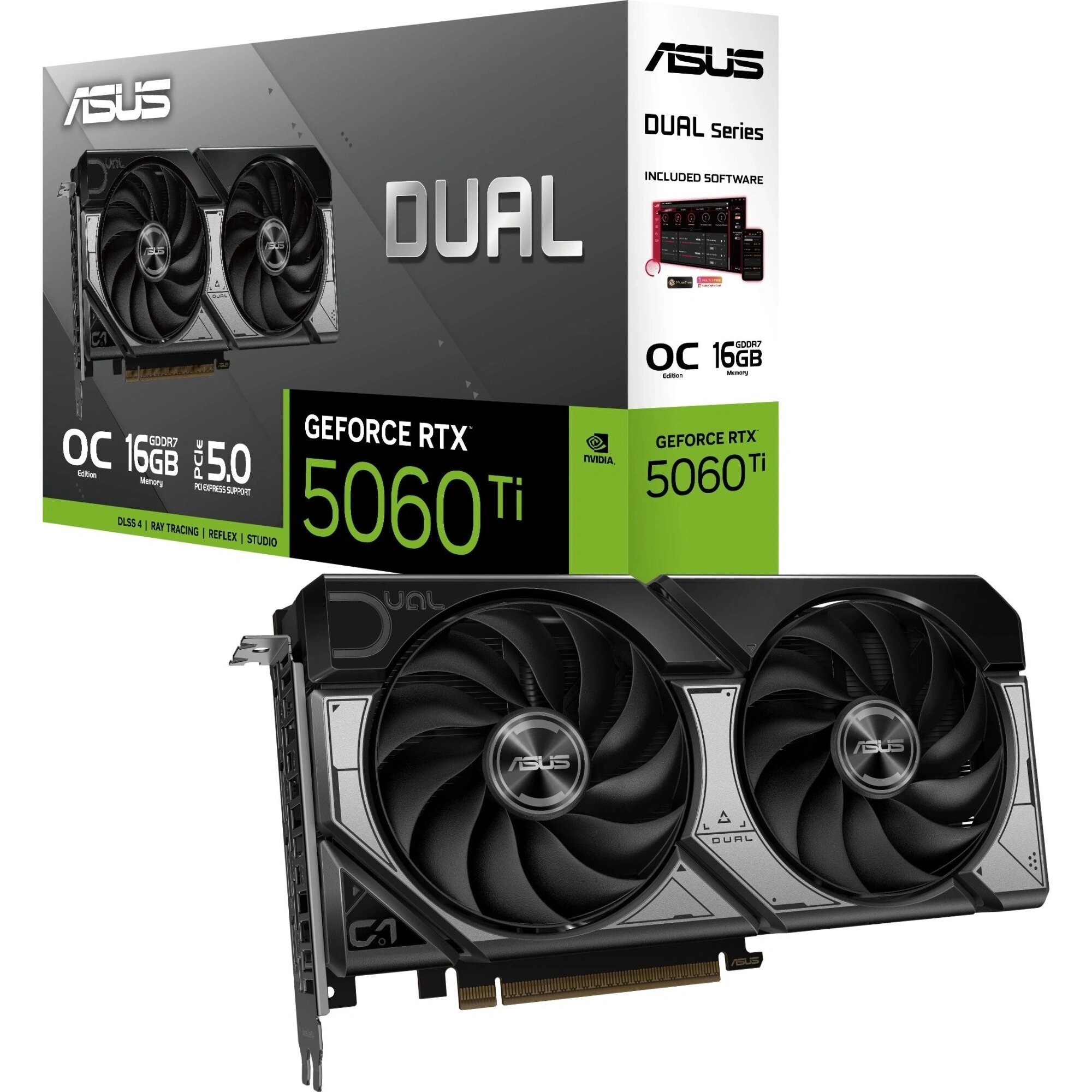Видеокарта ASUS RTX5060Ti DUAL OC 8GB GDDR7 128bit 3xDP HDMI 2FAN RTL