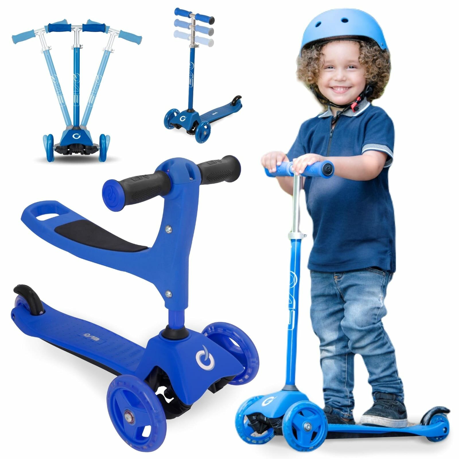 DECATHLON Самокат EVO 2в1 Круизер, черный и синий