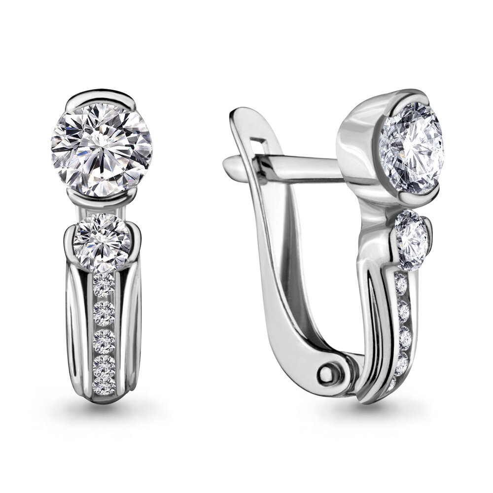 Серьги серебро, 925 проба, Swarovski Zirconia