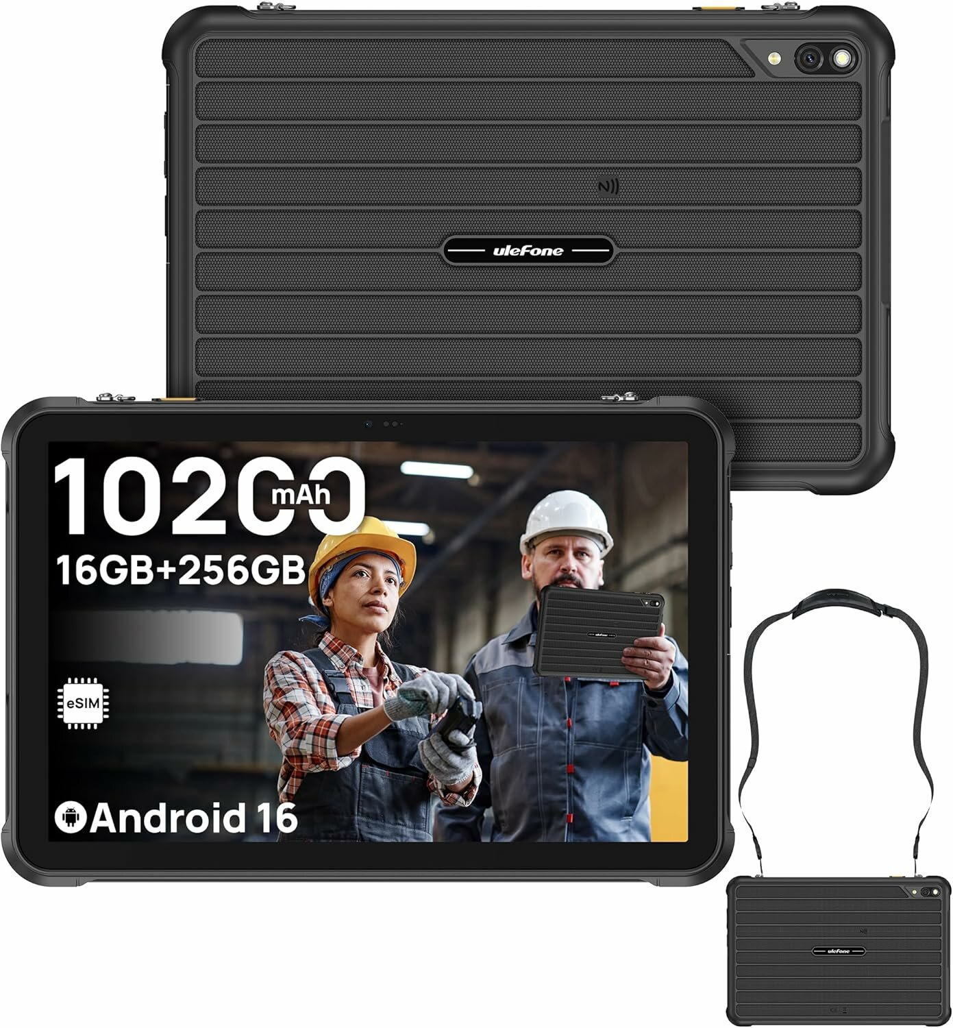 Ulefone Rugging Pad 2 Pro 4G защищенный планшет, Android 16, 16 (8+8) ГБ 256 ГБ, 10,1-дюймовый дисплей Corning, аккумулятор 10200 мАч - черный