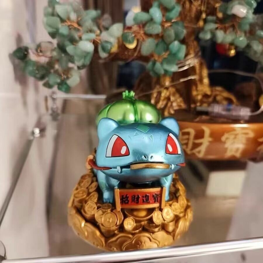 Фигурка Pokemon Bulbasaur, коллекционная модель ПВХ, ледяная бирюза, на подставке