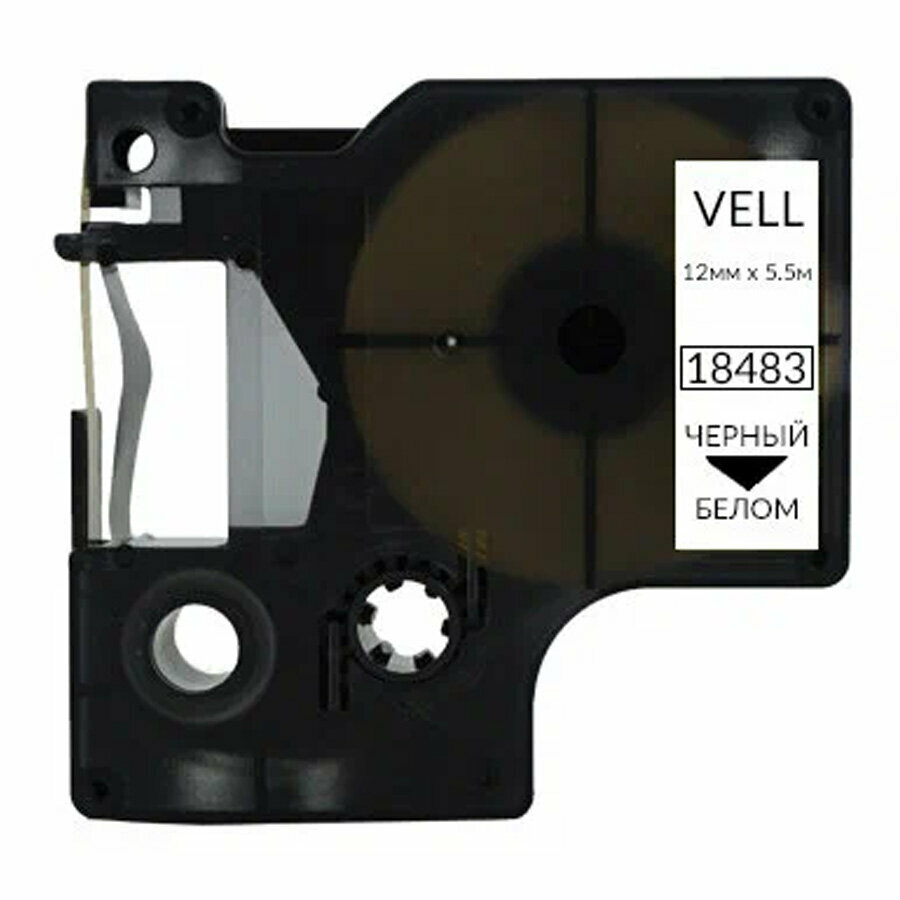 Набор Лента Vell VL-D-18483/16959 (полиэстер, 12 мм x 5.5 м, черный на белом) (2 шт)