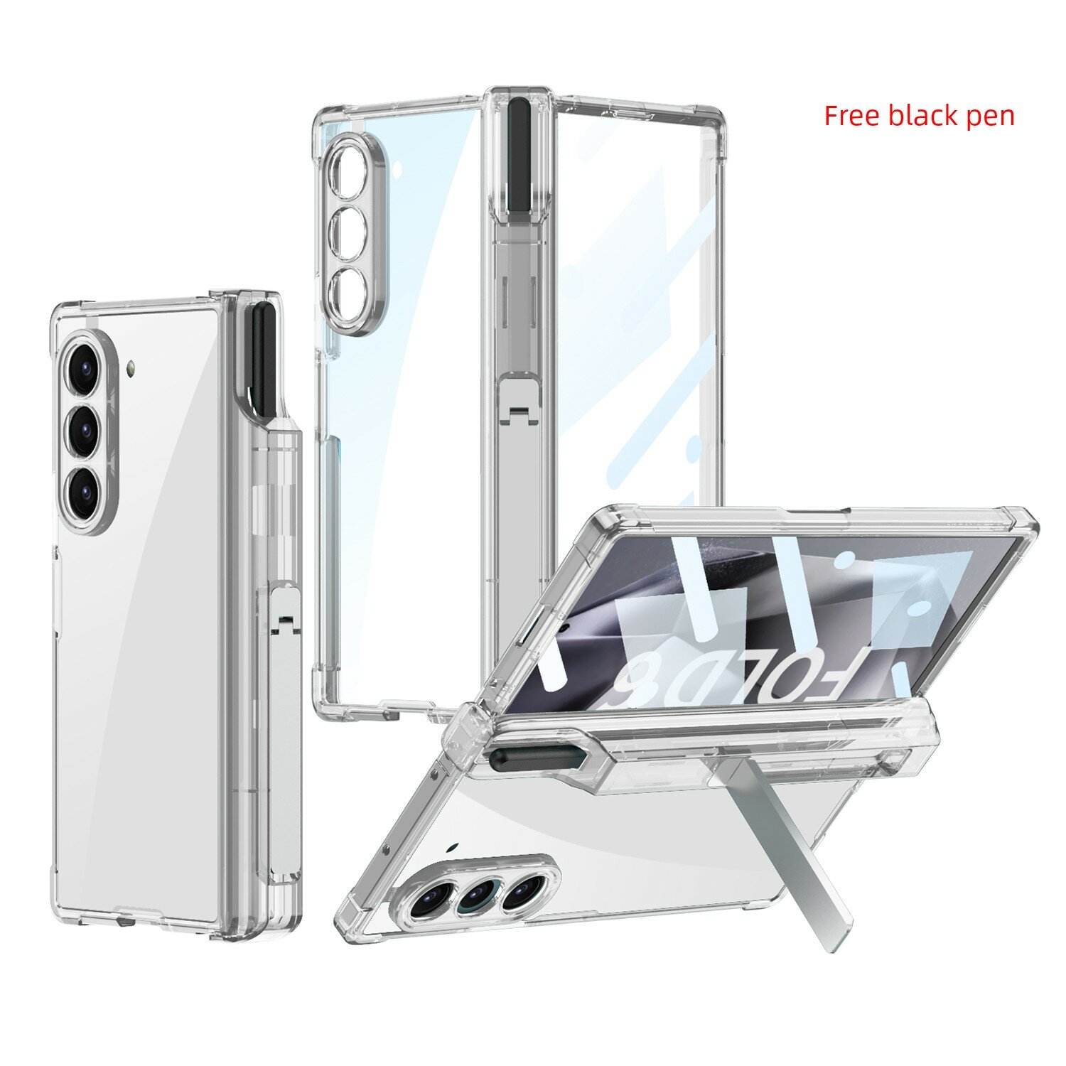Смартфон чехол для Samsung Galaxy Z Fold6 полностью прозрачный, с воздушной подушкой, полное покрытие, защита шарнира,