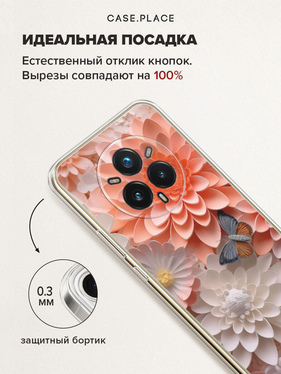 Чехол на Realme 14 Pro+ / Реалми 14 Про+ с принтом "Бумажные цветы" — фото 1