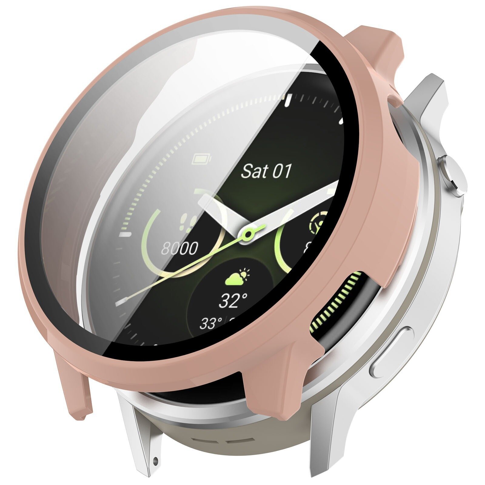 Премиум Розовый защитный чехол для Garmin Venu 4 45 мм с полным покрытием стекла