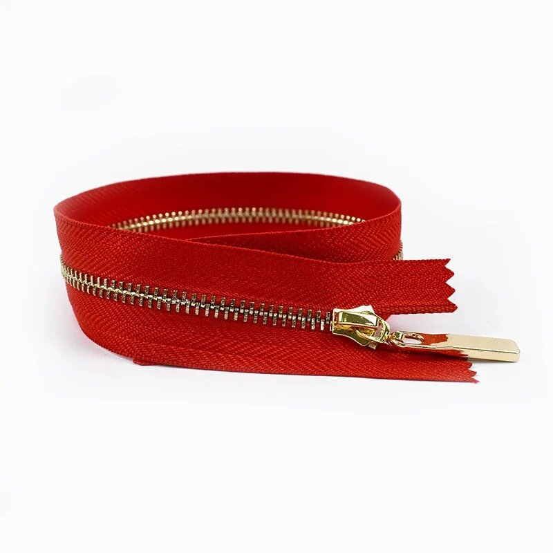 Металлические молнии Meetee 3#, 4 шт, 15-70 см Красный, RedGold, CloseEnd-15cm