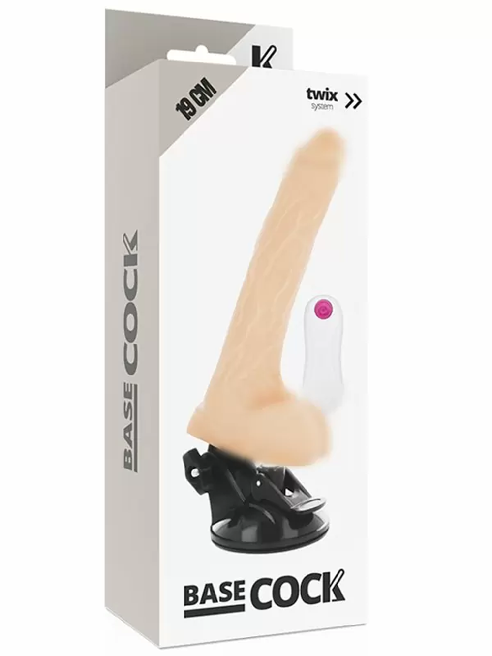 Телесный вибратор на мощной присоске Basecock Realistic Vibrator Remote Control, 19 см