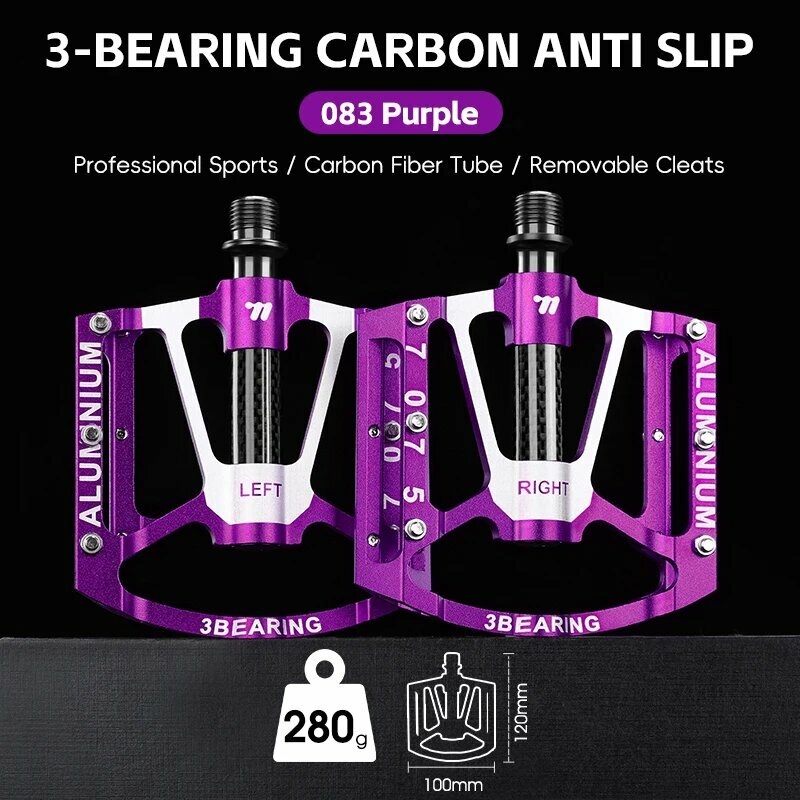 Велосипедные педали West Biking 3 подшипника синие 083 Purple Carbon