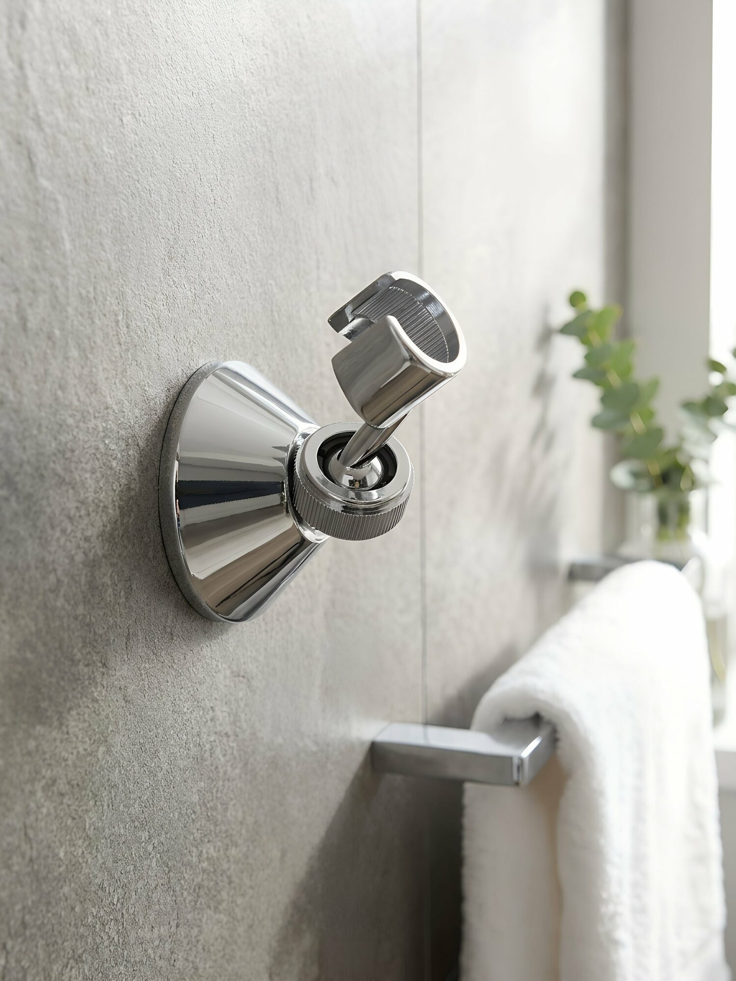 Крепление для душевой лейки ComfortFactor 07098-10, пластик, цвет хром. Надежный держатель для душа в ванную комнату.