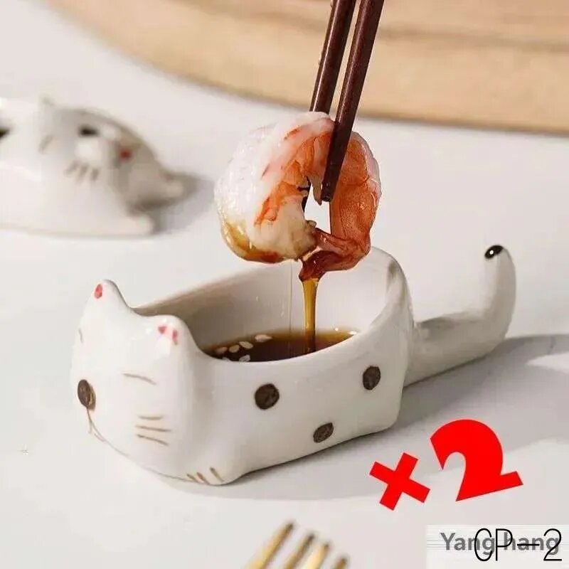 Блюдце "коротконогий кот" 10.5 см 2 шт белый