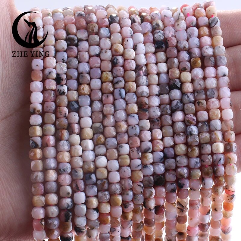 Бусины квадратные, розовый опал, 4 мм, Цвет: 14Pink opal level 2