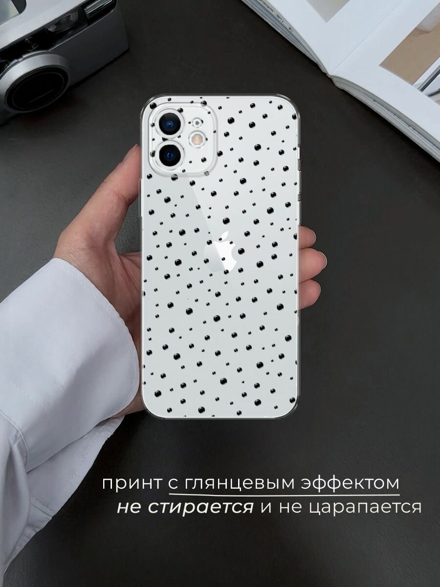 Силиконовый чехол на Apple iPhone 12 mini / Айфон 12 Мини с принтом Черные капли — фото 1