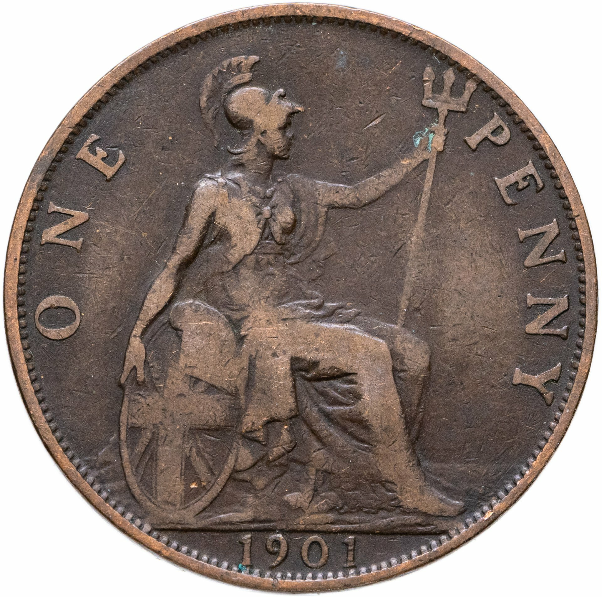 Великобритания 1 пенни penny 1901, Бронза, в сохранности VF