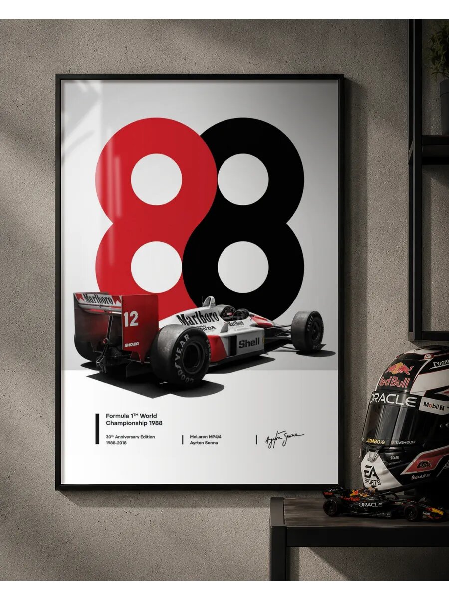 Постер Айртон Сенна A3 42X29.7см. Болид Ayrton Senna глянец