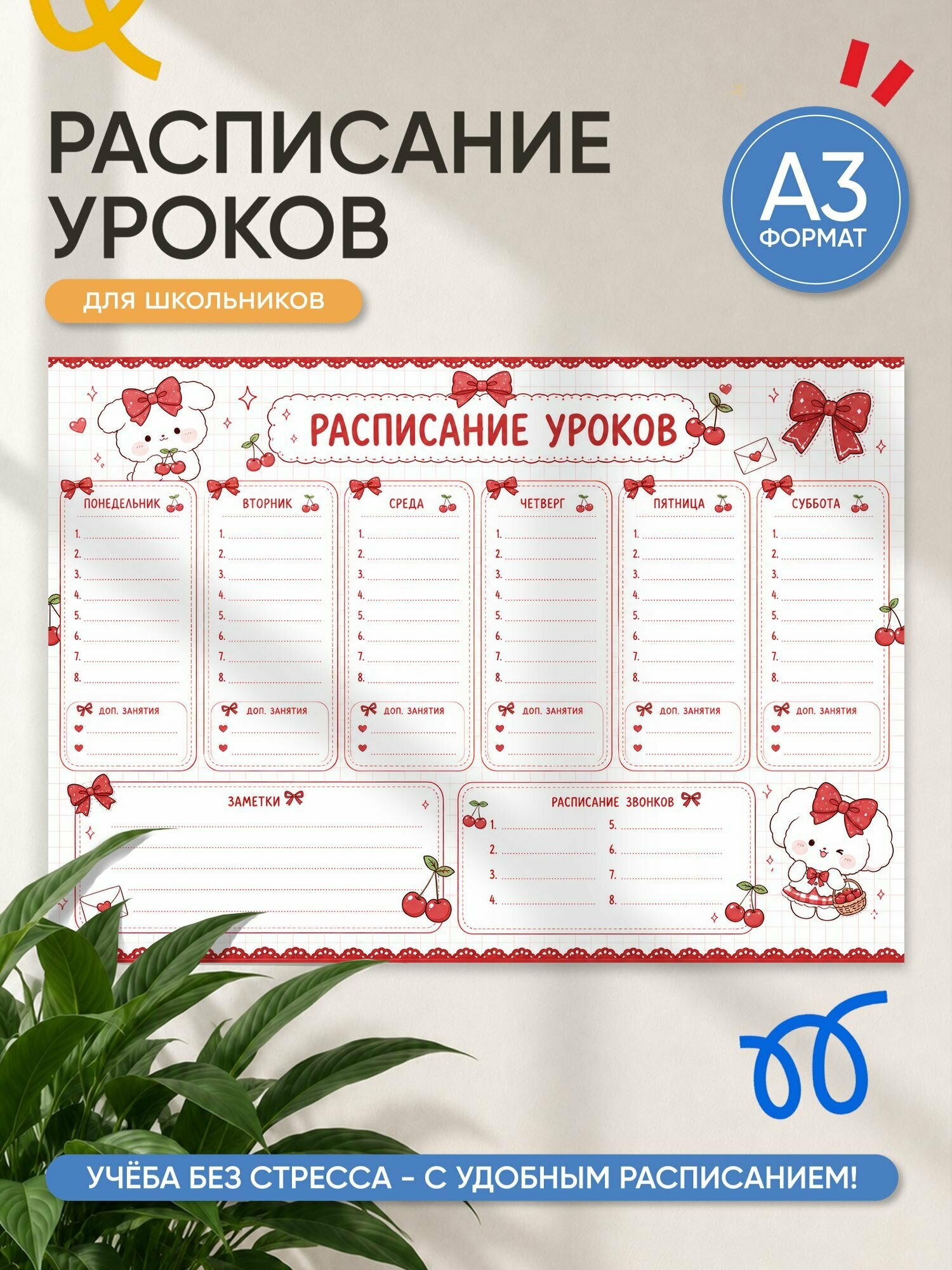 Расписание уроков для девочек