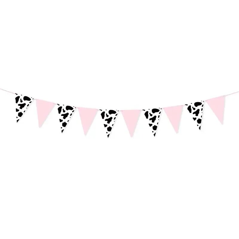 Черно-белый узор коровы бумажные флаги для дня рождения 1 PCS