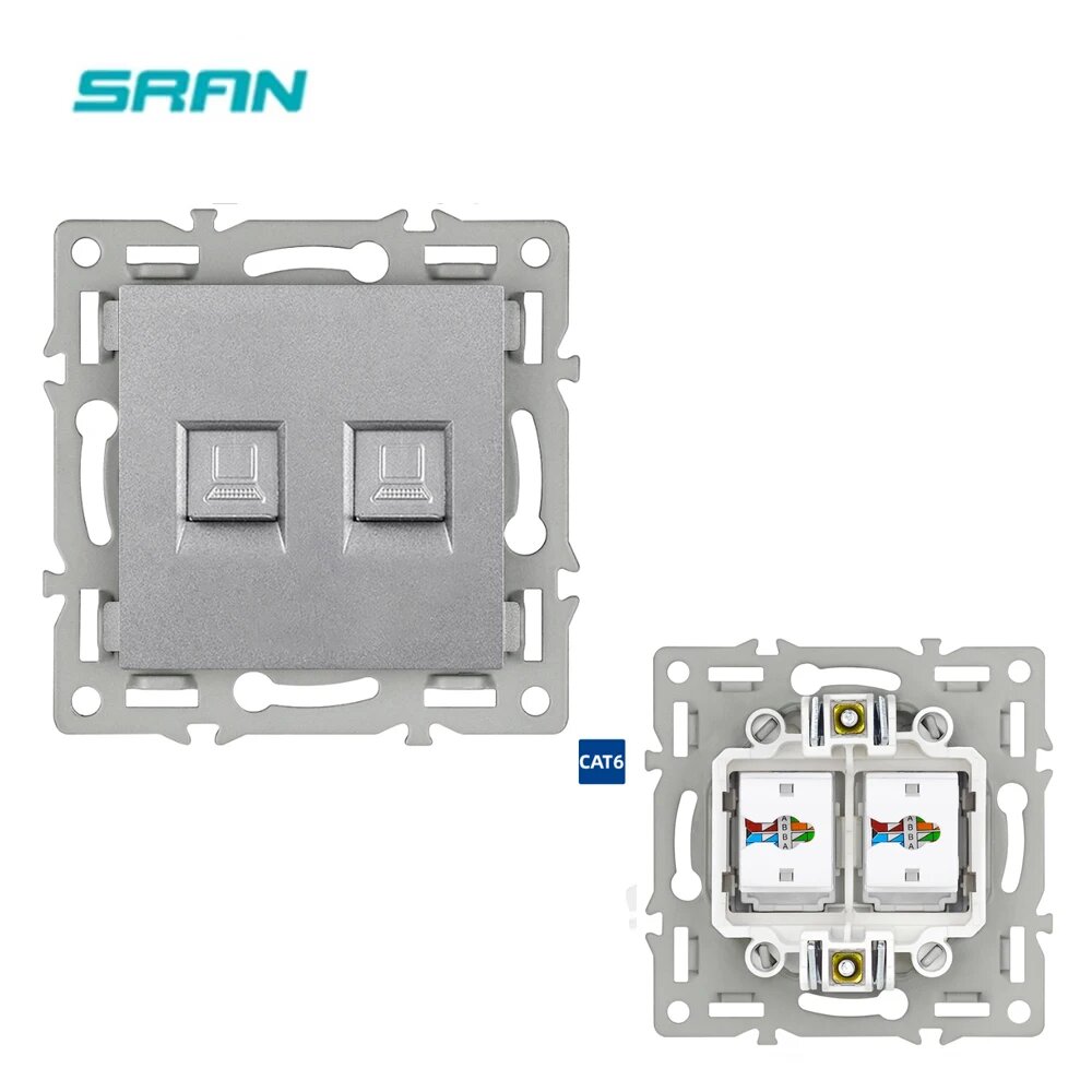 SRAN F9 двойной модуль RJ45 Cat6 серый