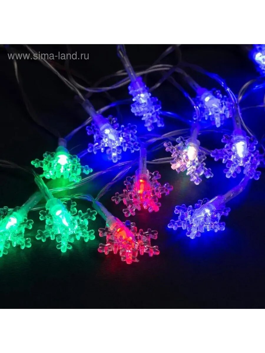 Маленькие снежинки на гибкой гирлянде USB