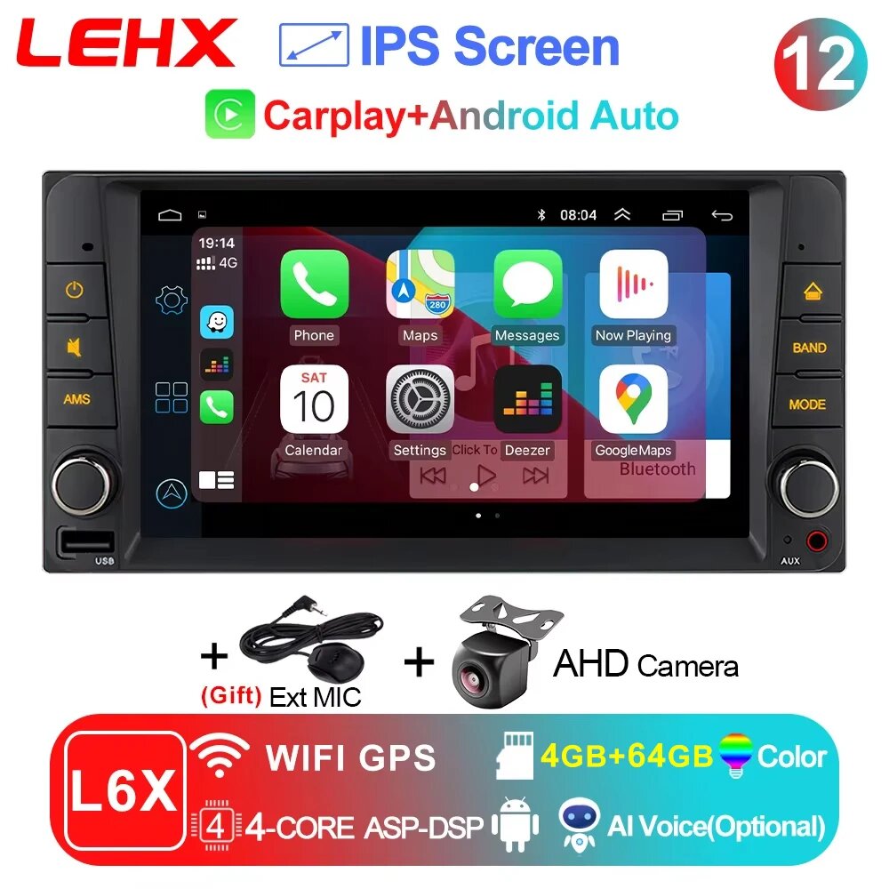 LEHX L6PRO 2 Din Android 14 авто радио мультимедиа для Toyota Corolla Vios Crown Camry Hiace Previa RAV4 Carplay стерео gps