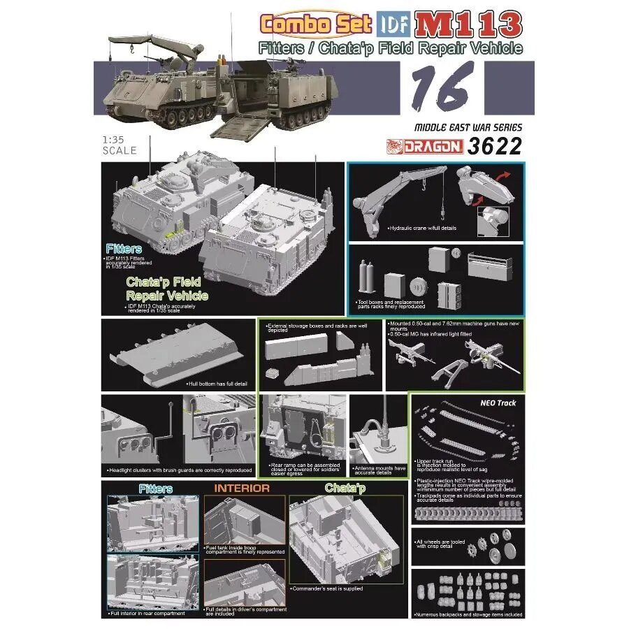 DRAGON 1/35 3622 IDF M113 Fitters & Chata'p Field Ремонт транспортного средства Комплект моделей (новый)