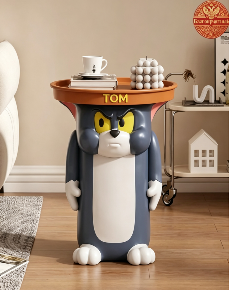 Высокий столик-кот Том с подносом для гостиной, декор Tom & Jerry "Кот Том"