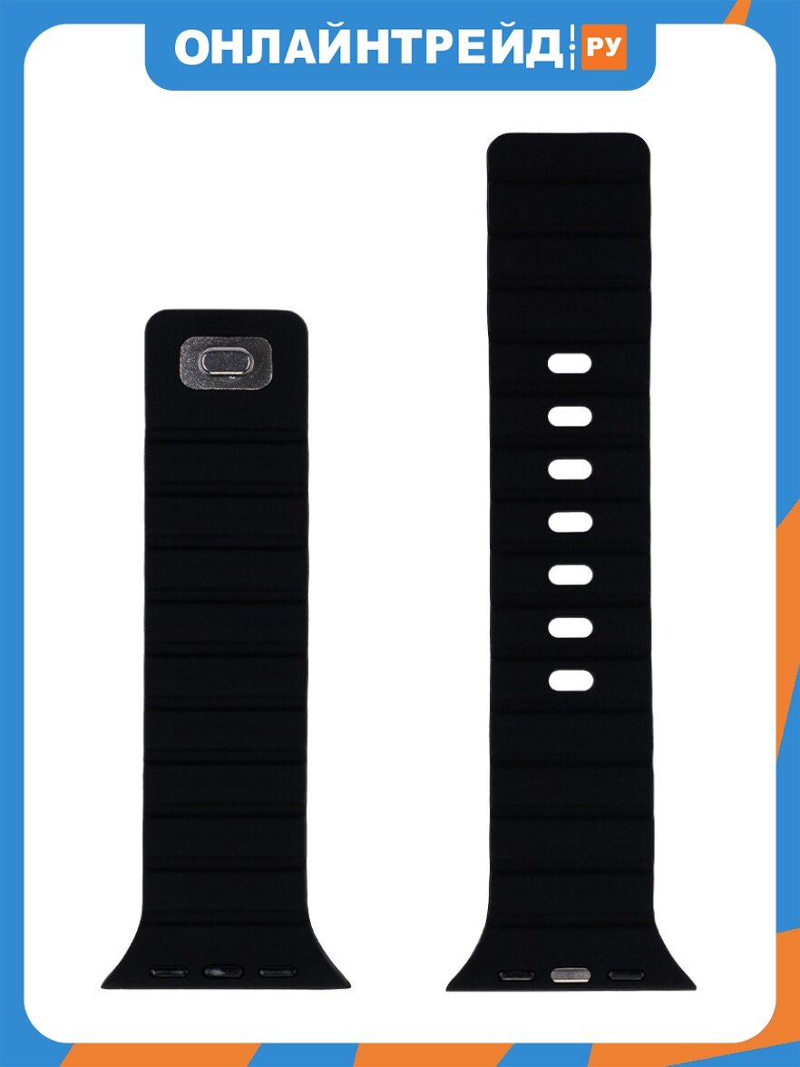 Силиконовый ремешок Zibelino Soft Touch для Apple Watch 42/44/45/49 мм (M/L) с металлической, магнитной застежкой (черный)