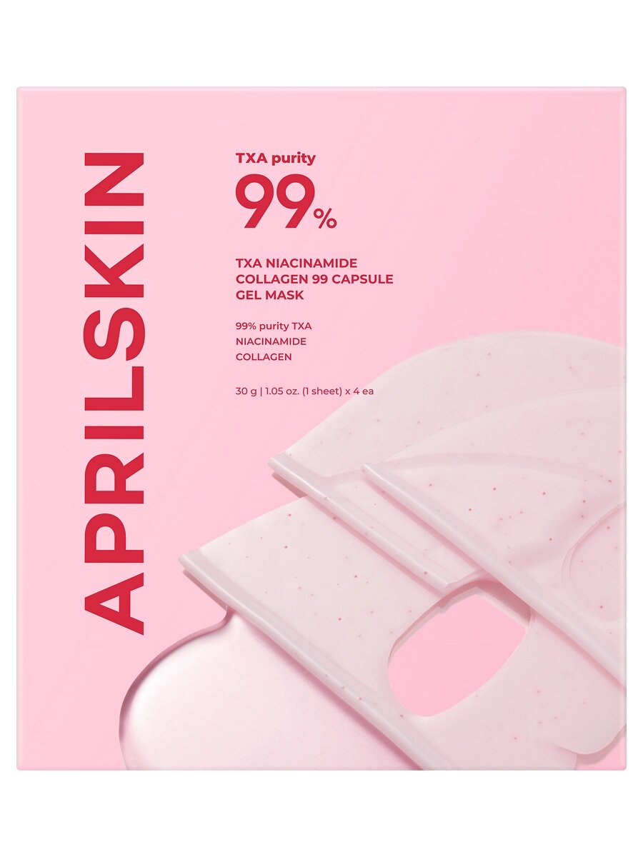 APRILSKIN Осветляющая гидрогелевая маска с транексамовой кислотой для сияния кожи TXA Pink Capsule Overnight Gel Mask 30 гр х 4 шт