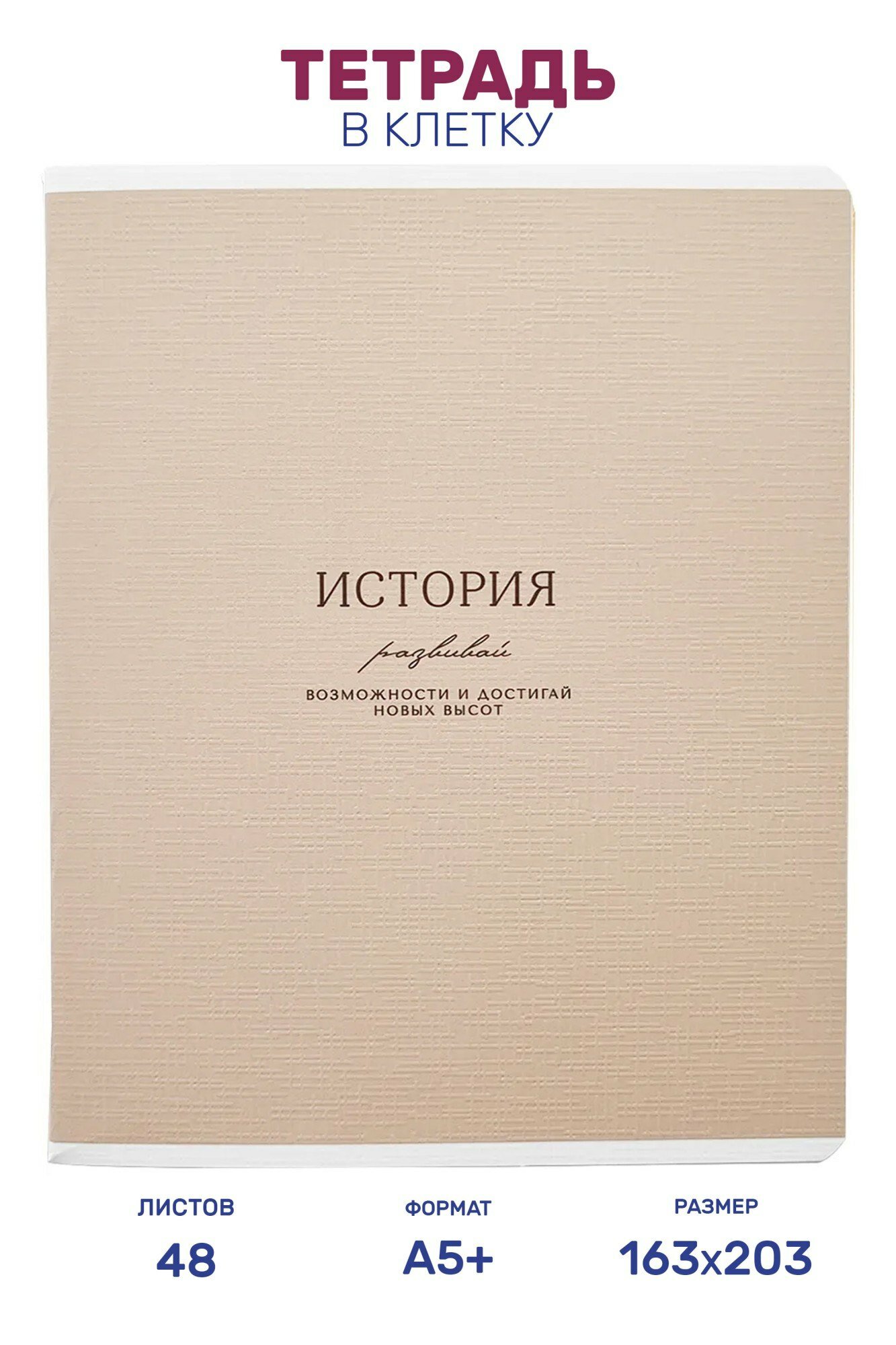 Тетрадь предметная "История", 48 листов в клетку серии "Dreamy", со справочным материалом, на скрепке, Be Smart
