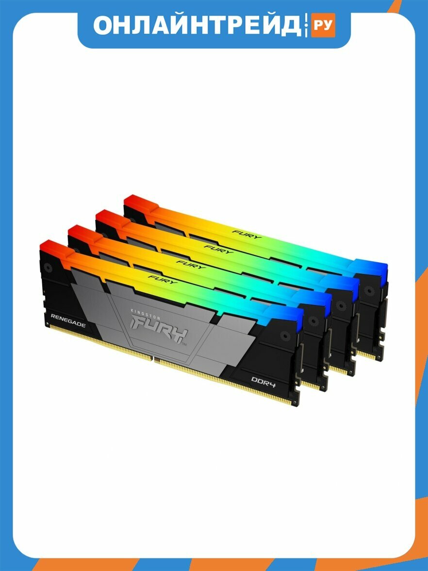 Оперативная память Kingston DIMM DDR4 64GB(4x16Gb) 3600Mhz CL16 FURY Renegade RGB (KF436C16RB12AK4/64)