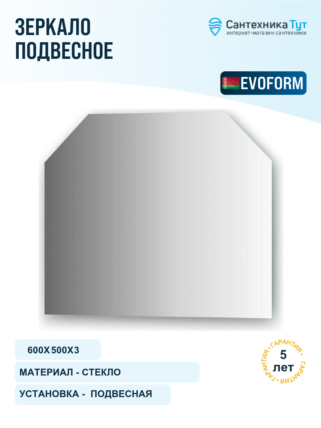 Зеркало Evoform Primary 50х60 BY 0068 без подсветки
