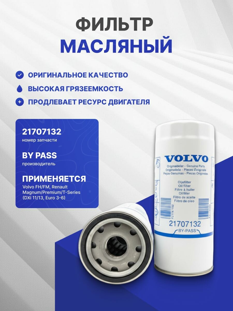 Фильтр масляный By Pass, для Volvo 21707132