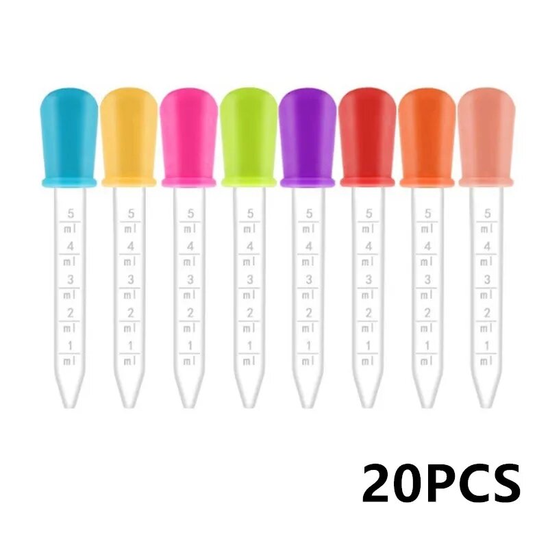 Силиконовые пипетки 5 мл, случайный цвет, набор из 5-20 шт. 5PCS Random Color