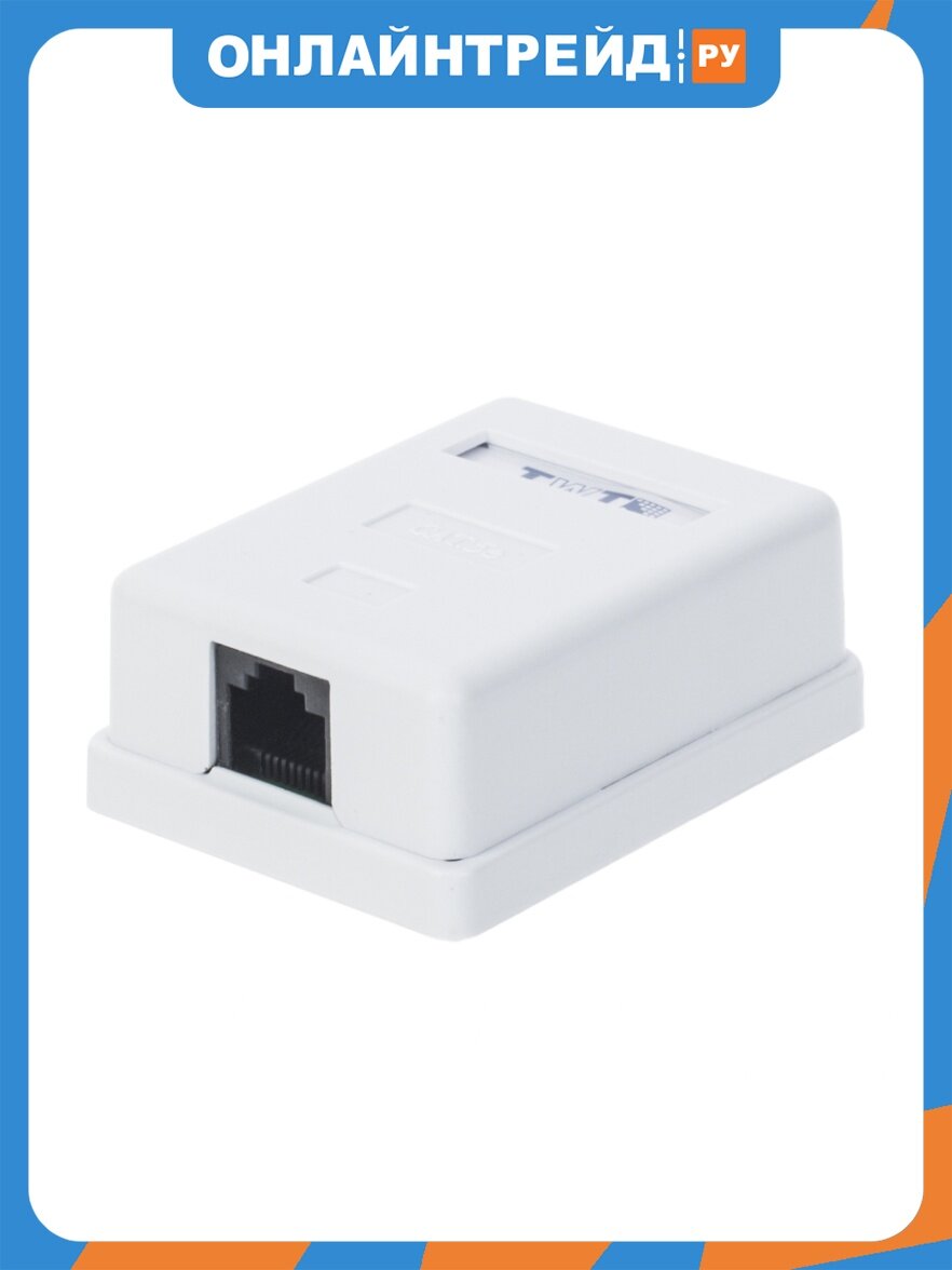 Настенная розетка Twt Lanmaster 1 порт RJ-45 кат. 5е, UTP, белая (-SM1-45-WH)