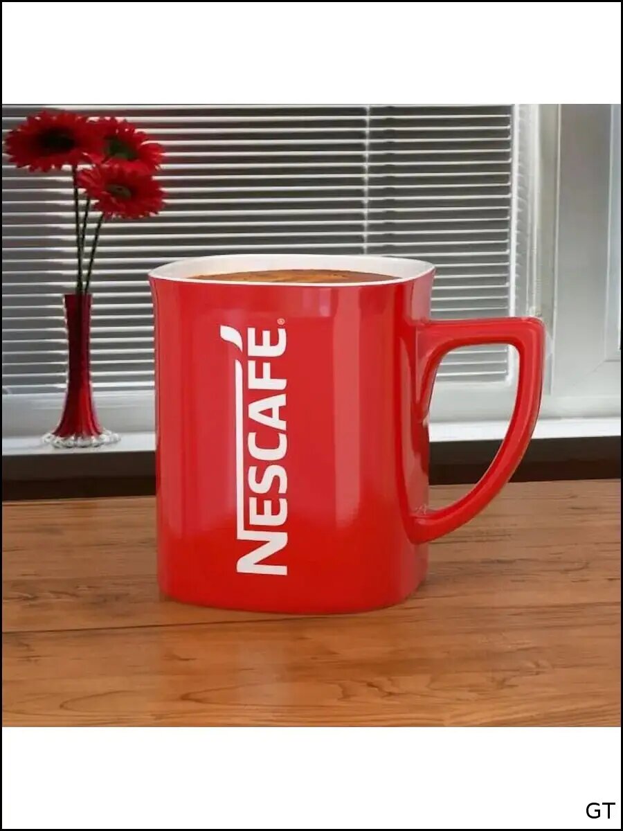 Кружка "Nescafe" классическая, керамика, 260мл, красная, в фирменной упаковке