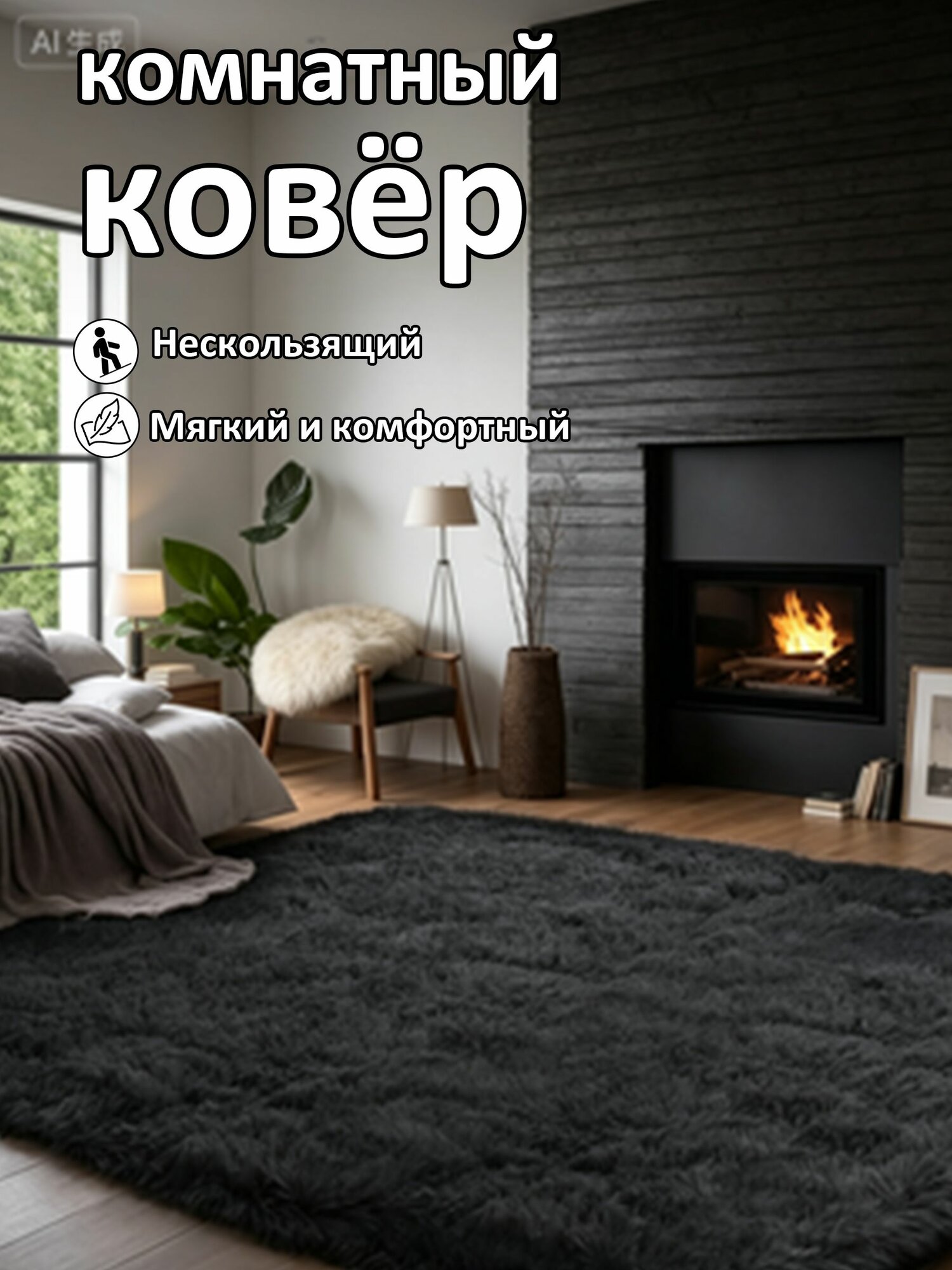 Ковер на пол ковер, в детскую ковер, в гостиную ковер, прикроватный ковер, в прихожую ковер,60*90cm — фото 1