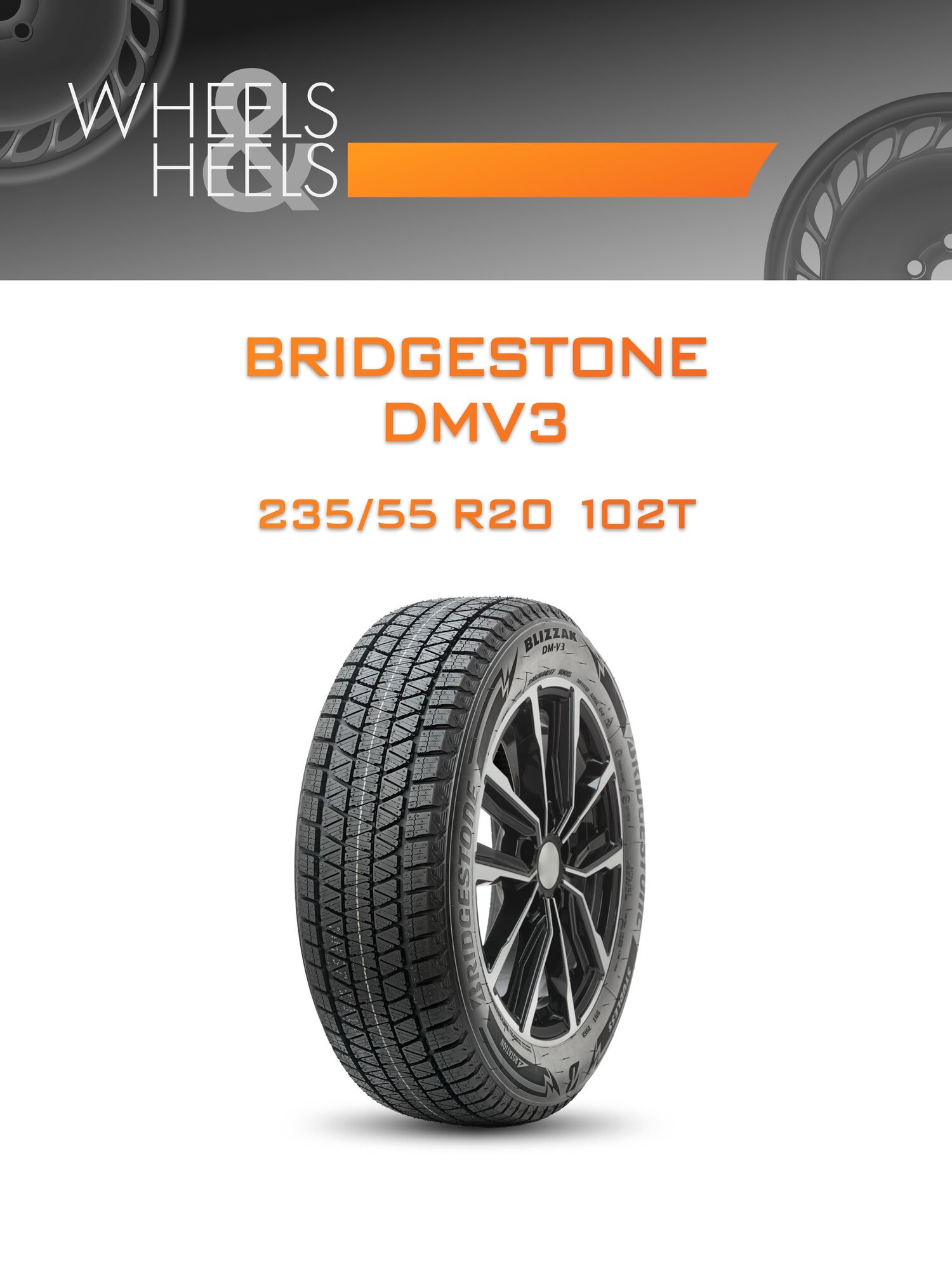 Шина автомобильная Bridgestone DMV3 235/55 R20 102T WINTER, зимняя, универсальная