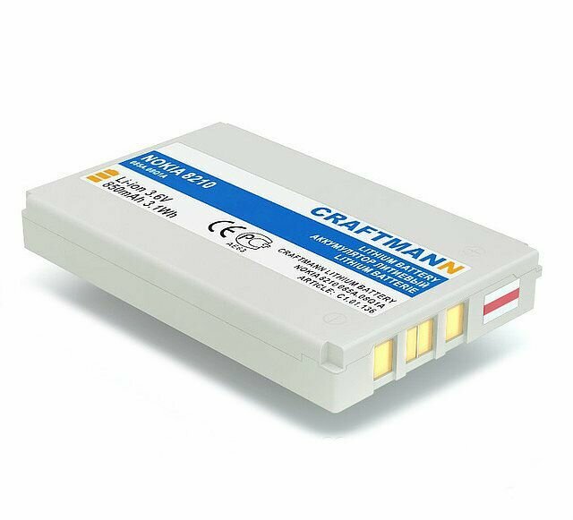 Аккумулятор Craftmann BLB-2, для Nokia 8210 Dual-SIM, черный, Li-Ion, 850 мА·ч