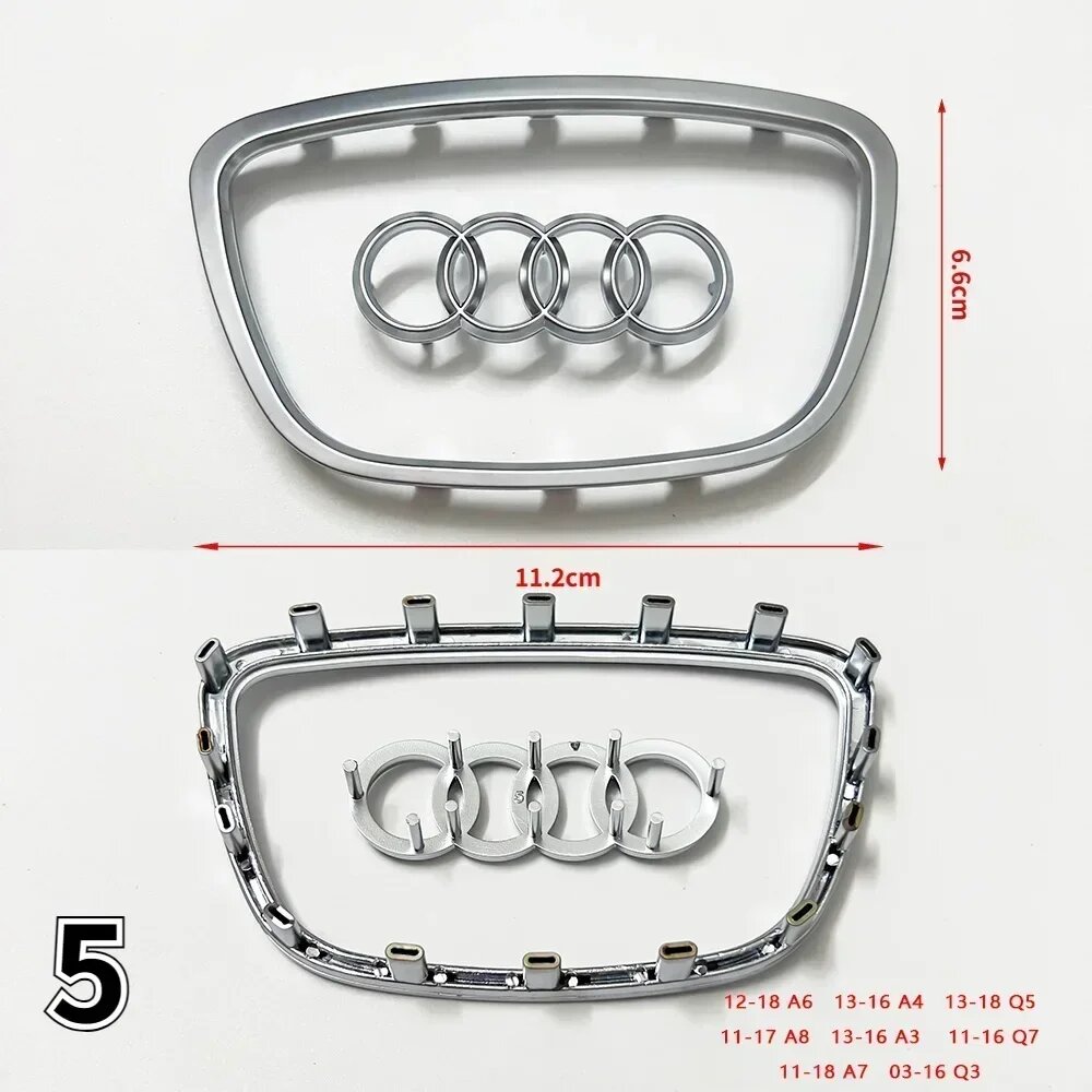 Решетка радиатора Audi, Mute silver5, для A3 A4 A5 A6 Q3 Q5 Q7