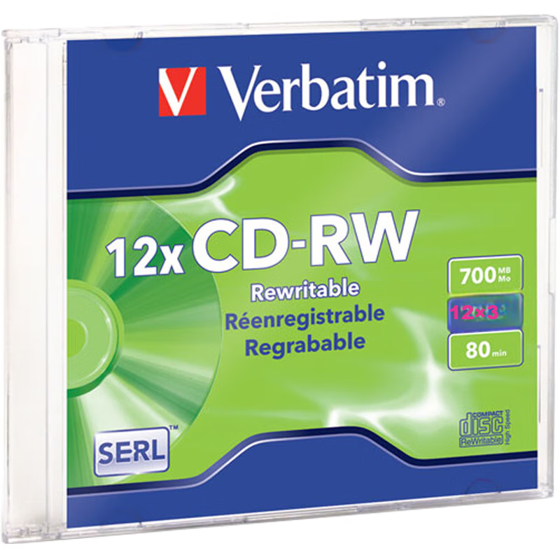 CD-RW диски Verbatim 12x скорость 700 МБ емкость многоразовые стираемые пустые диски 20 шт в упаковке Количество：CD-RW